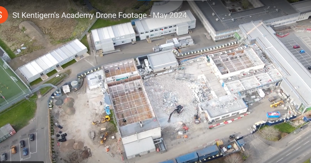 Drone Footage of Demolition May 2024 - St Kentigern's Academy